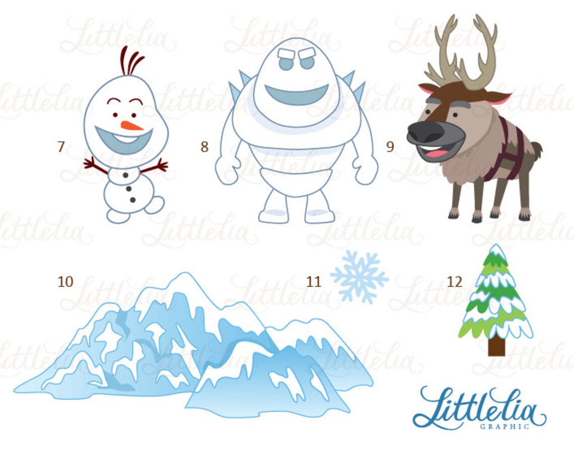 Snow Princess Elsa - Frozen Clipart - Elsa Anna Clipart - 14021 - Etsy