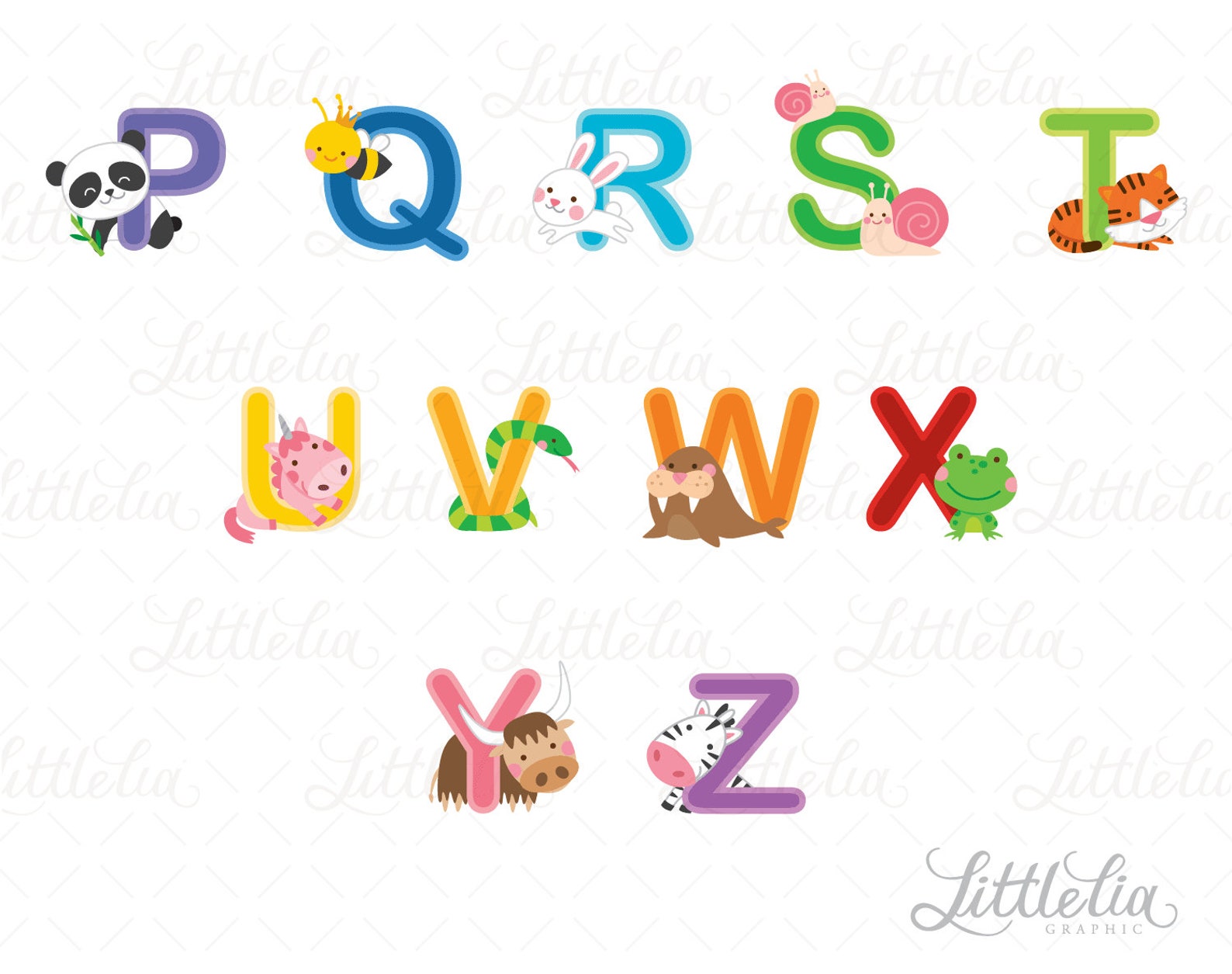 Alphabet Animal Clipart - 22001 - Etsy