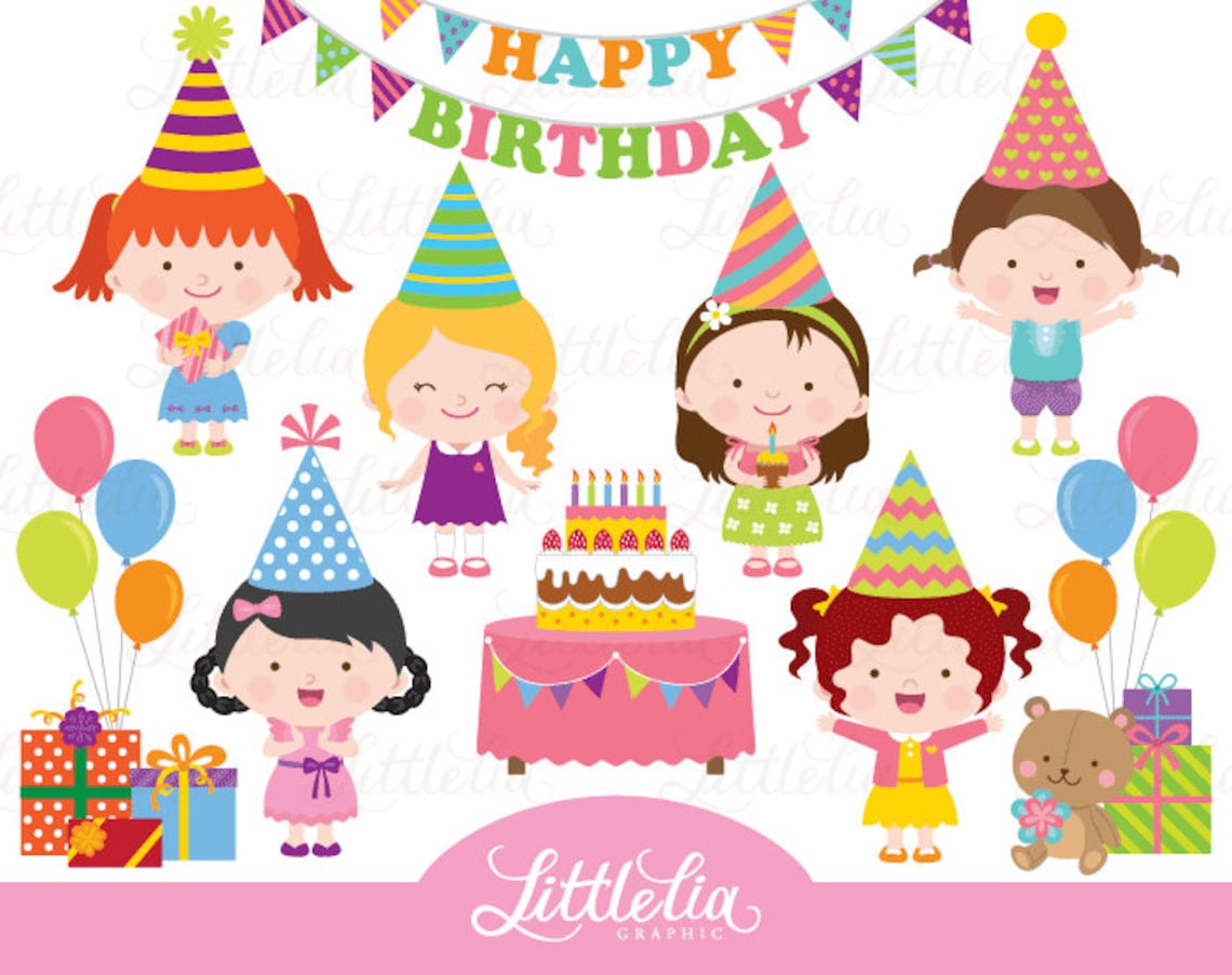 Birthday Girl Clipart Birthday Clipart Celebration Clipart Etsy
