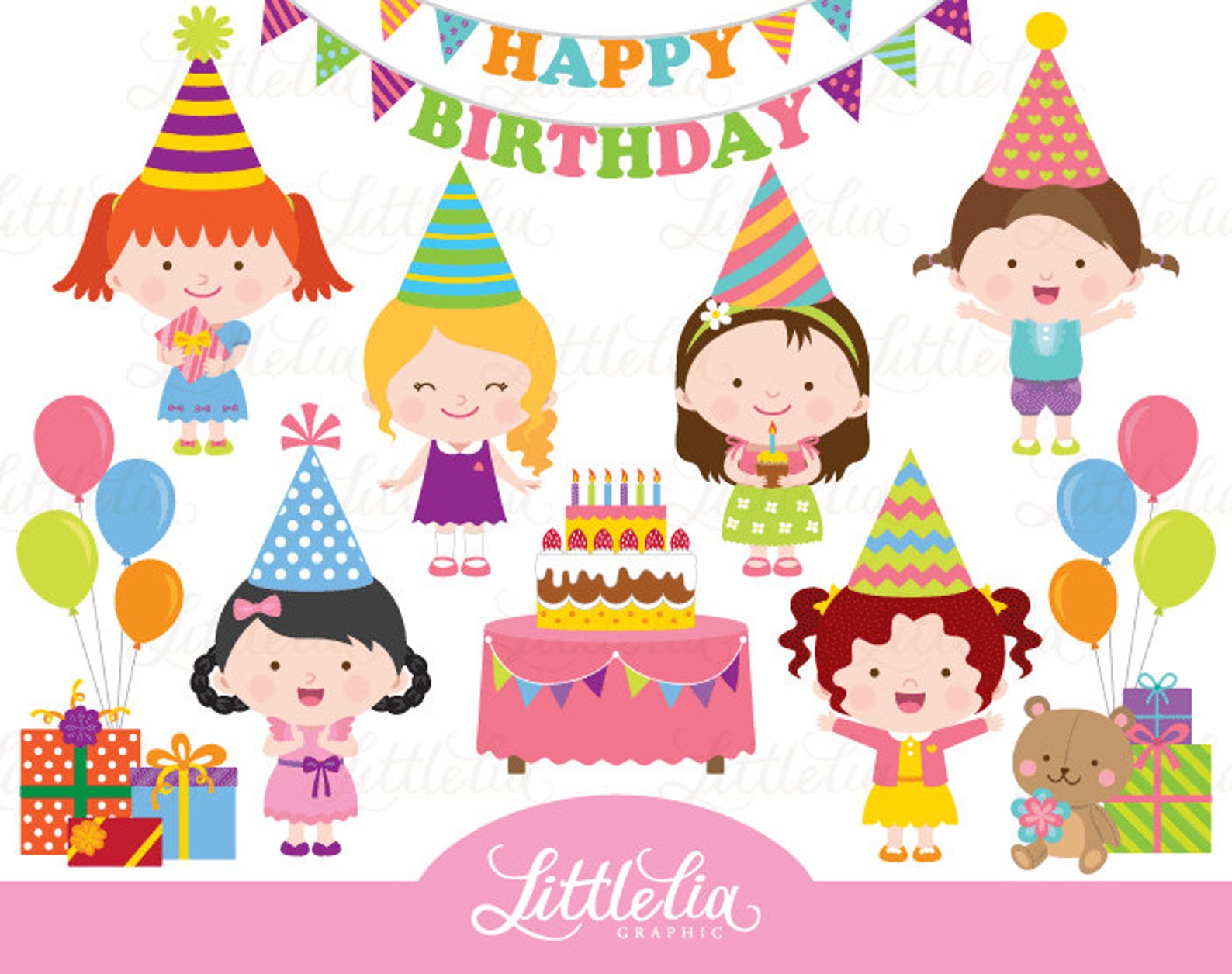 Birthday girl clipart birthday clipart celebration clipart | Etsy