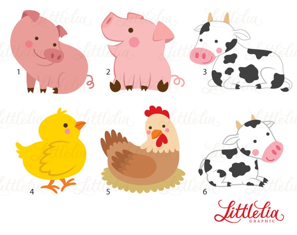 Farm Mom and Baby Clipart Family Clipart 16055 | Etsy