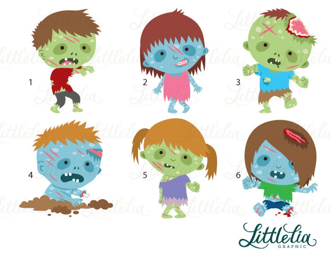 Zombie Clipart - Halloween Clipart - 16061 - Etsy