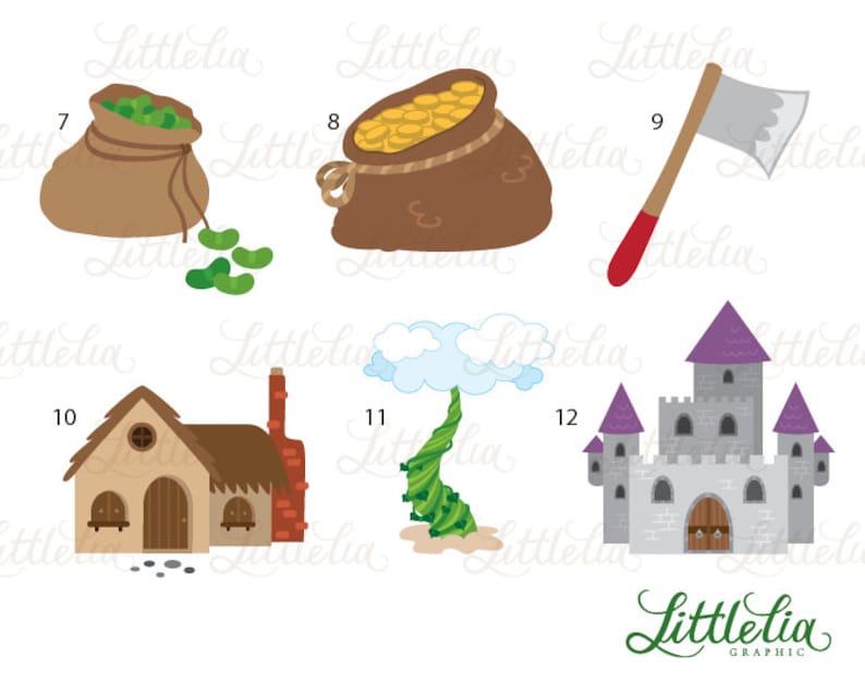 Jack and the Beanstalk Clipart - Fairytale Clipart - 15034 - Etsy