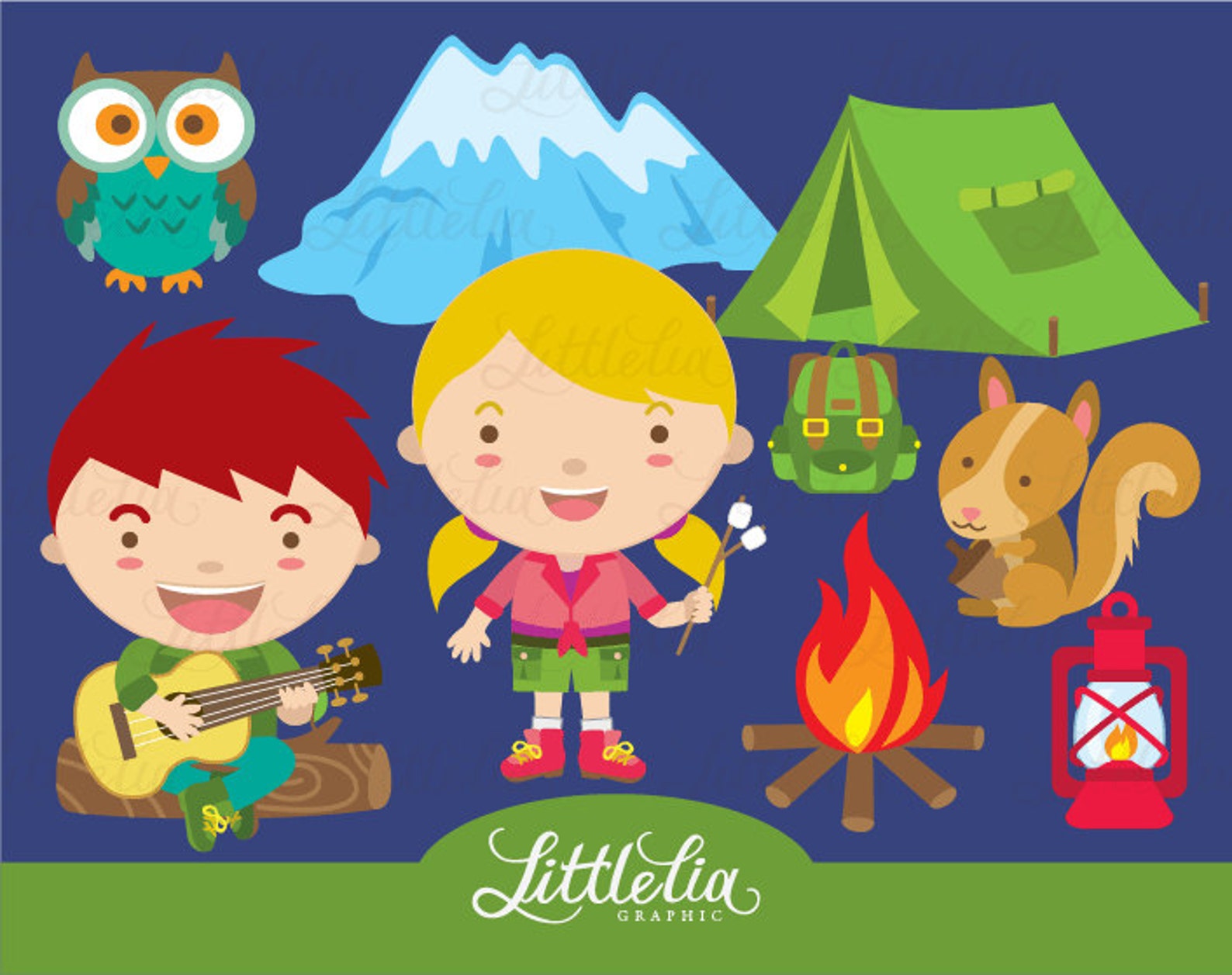 Fun Camping Clipart Set/ Instant Download 14011 - Etsy