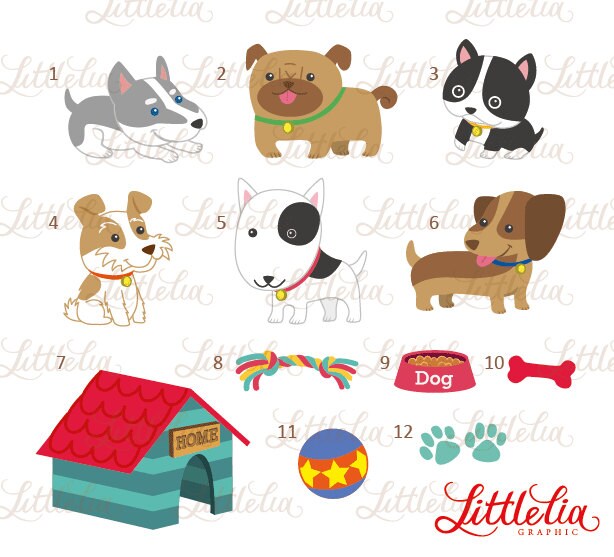 Doggy Cute Clipart Set / Instant Download 13004 - Etsy
