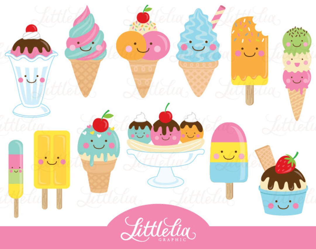 Ice Cream Clipart - Sweet Clipart - 15040 - Etsy