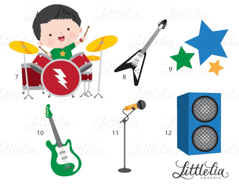 Rock Star Boys Clipart - Music Clipart - 16099 - Etsy UK