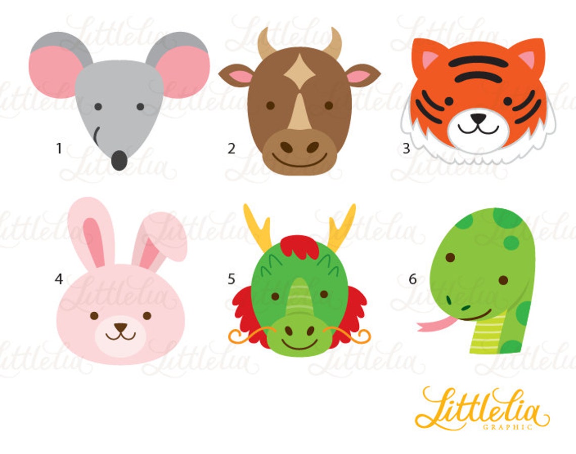 Chinese Zodiac Head Cute Animal Head 16071 - Etsy