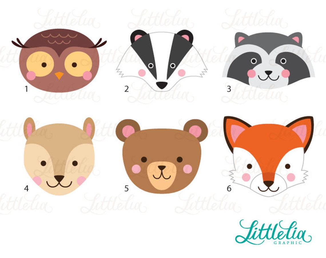 Woodland Head Clipart Forrest Head Clipart 16072 - Etsy