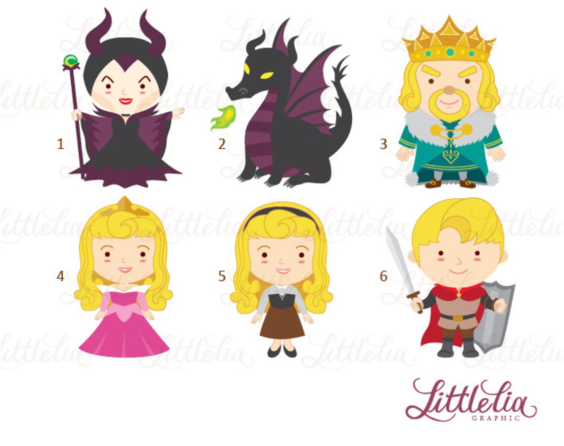 Princess Clipart - Sleeping Beauty Clipart Set/ Instant Download 14020 ...
