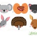 Australian Animals Head Clipart - Aussie Animal Face Clipart - 17013 - Etsy