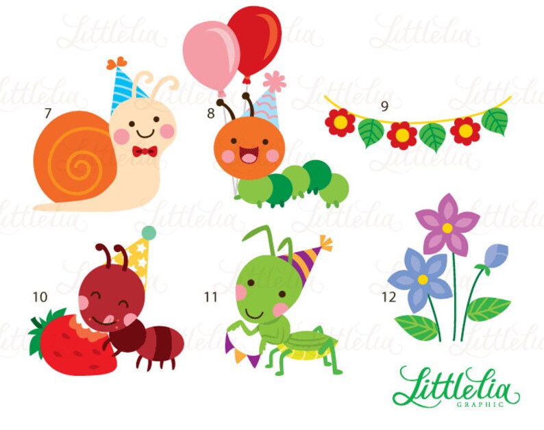 Bug Party Clipart - Bug Clipart - 17037 - Etsy