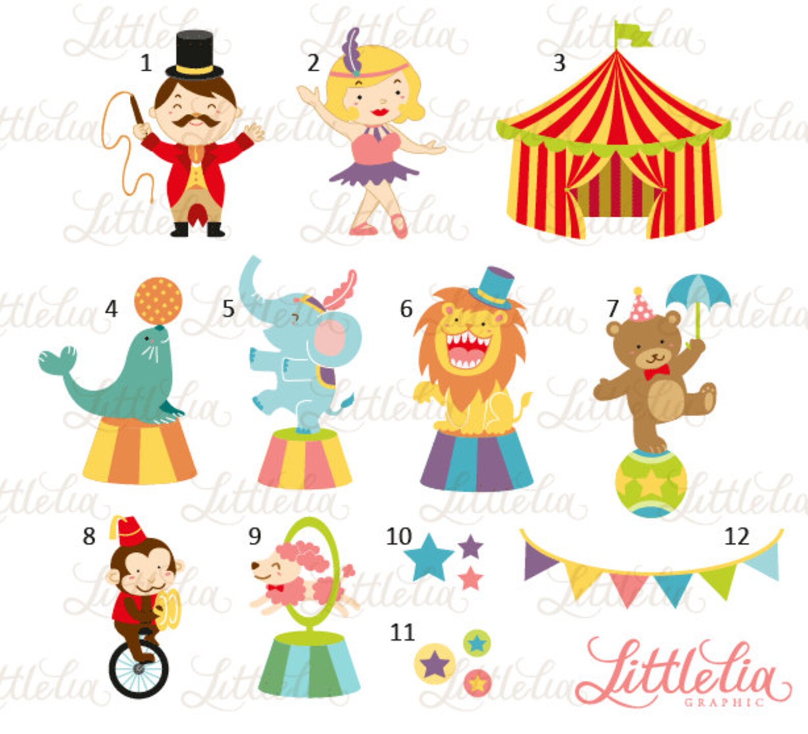 Circus Digital Clipart Set / Instant Download 13002 - Etsy
