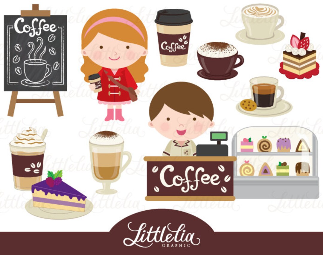 Coffee Clipart - Coffee Shop Clipart - 15038 - Etsy