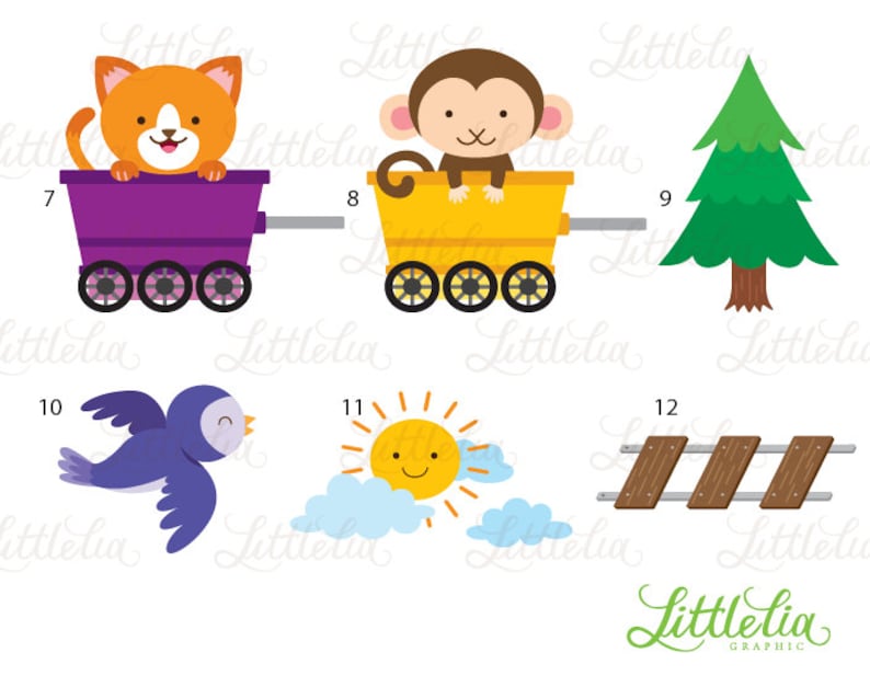 Animal Zoo Train - Animal Train Clipart - 16016 - Etsy UK