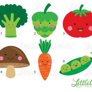 Cute Vegetable Clipart - Veggie Clipart - 15063 - Etsy