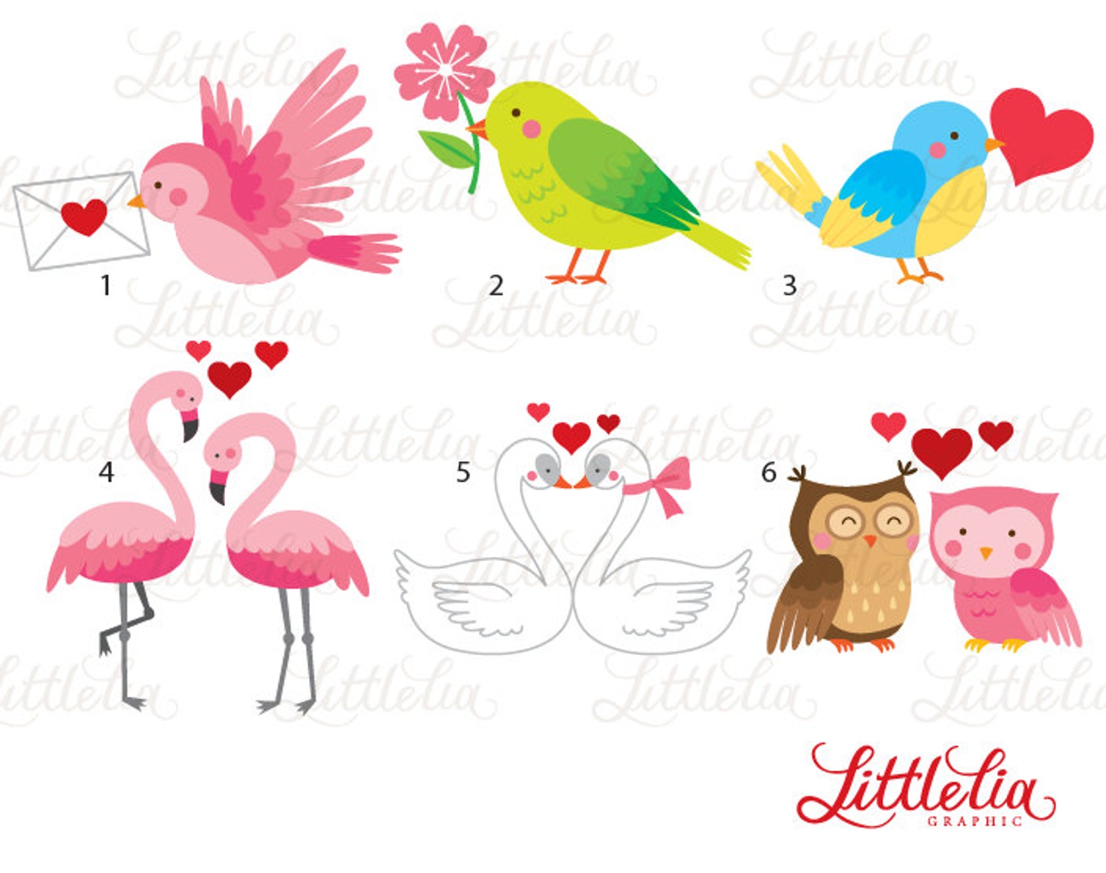 Love bird clipart valentine clipart 15100 | Etsy