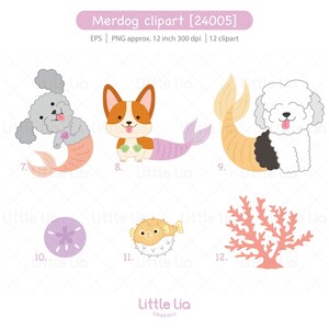 Merdog Clipart - Mermaid Dog Clipart - 24005 (including Black and White ...