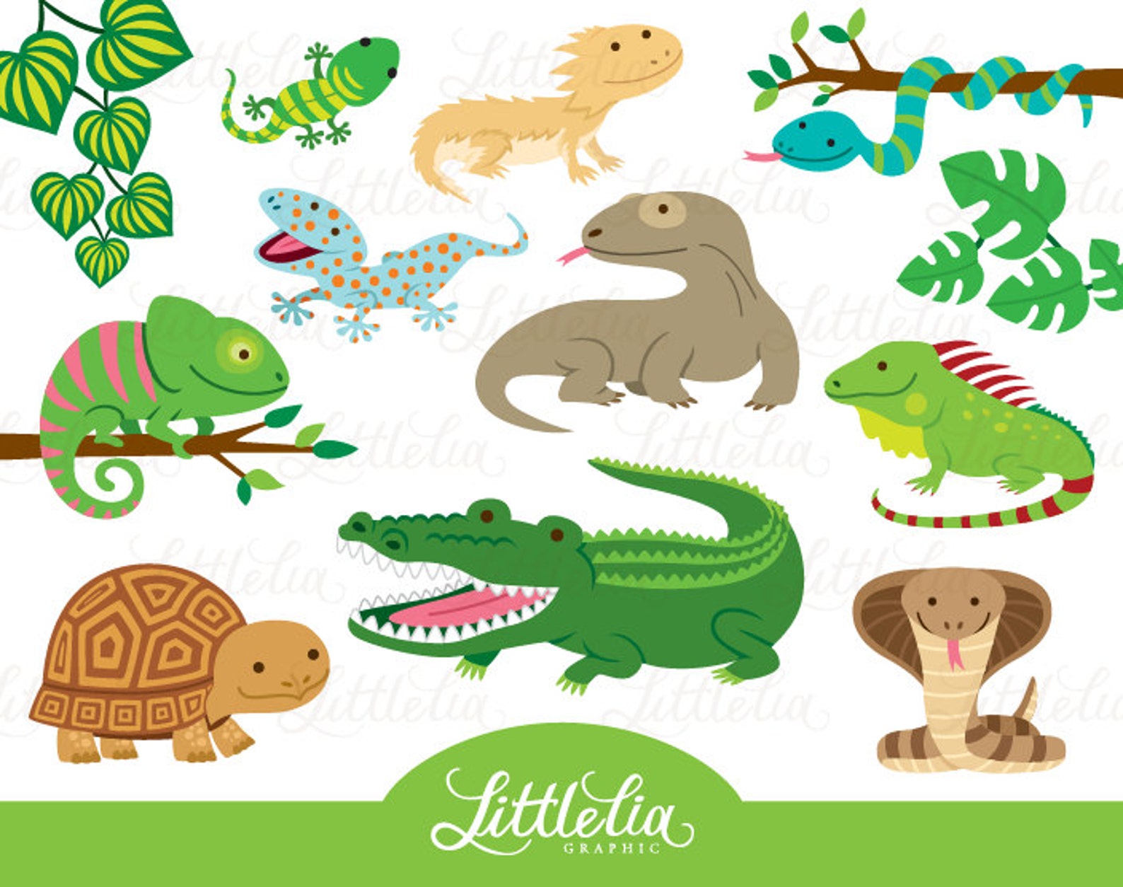 Reptile Clipart Reptile Cute 16019 - Etsy