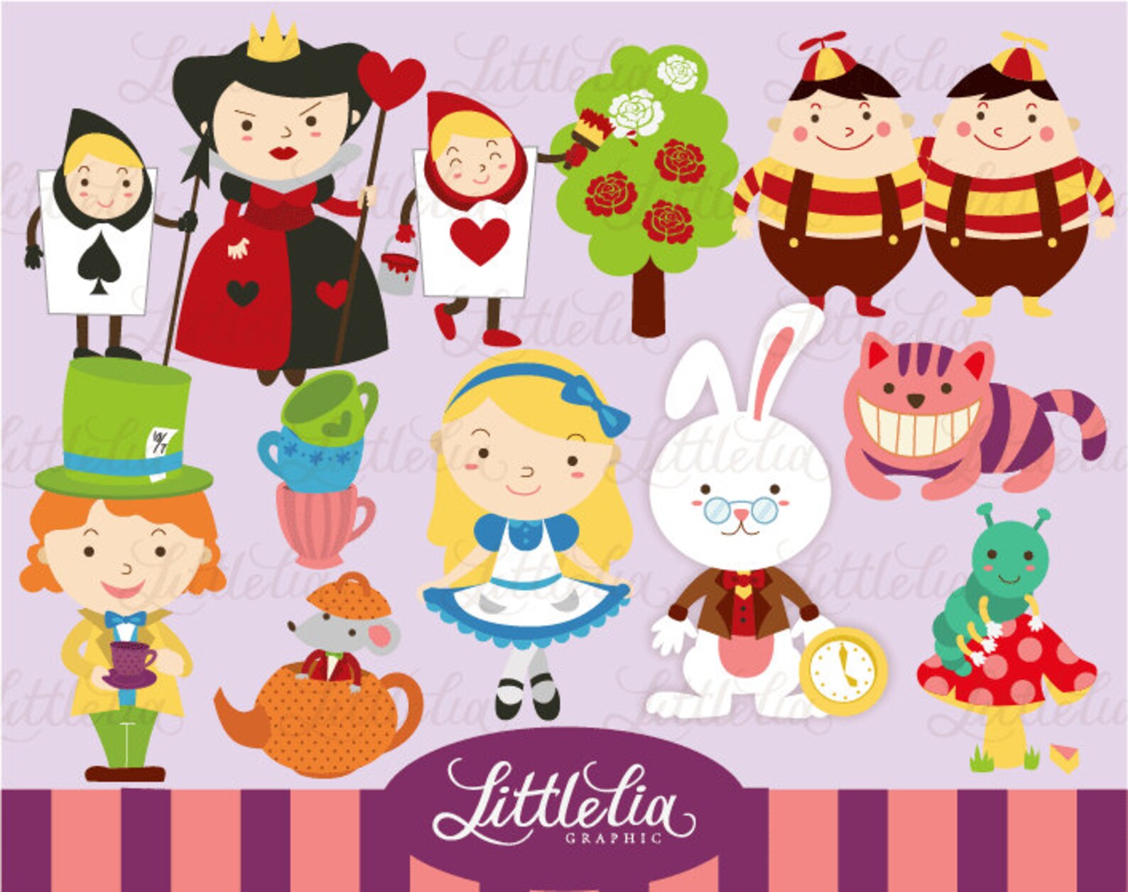 Alice in Wonderland Clipart Set/ Instant Donwload - 13007 - Etsy
