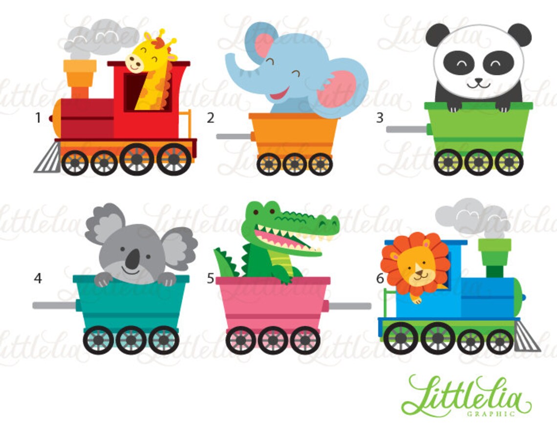 Animal Zoo Train Animal Train Clipart 16016 - Etsy UK