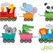 Animal Zoo Train - Animal Train Clipart - 16016 - Etsy