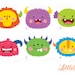 Monster Face Clipart - Monster Head Clipart - 17015 - Etsy