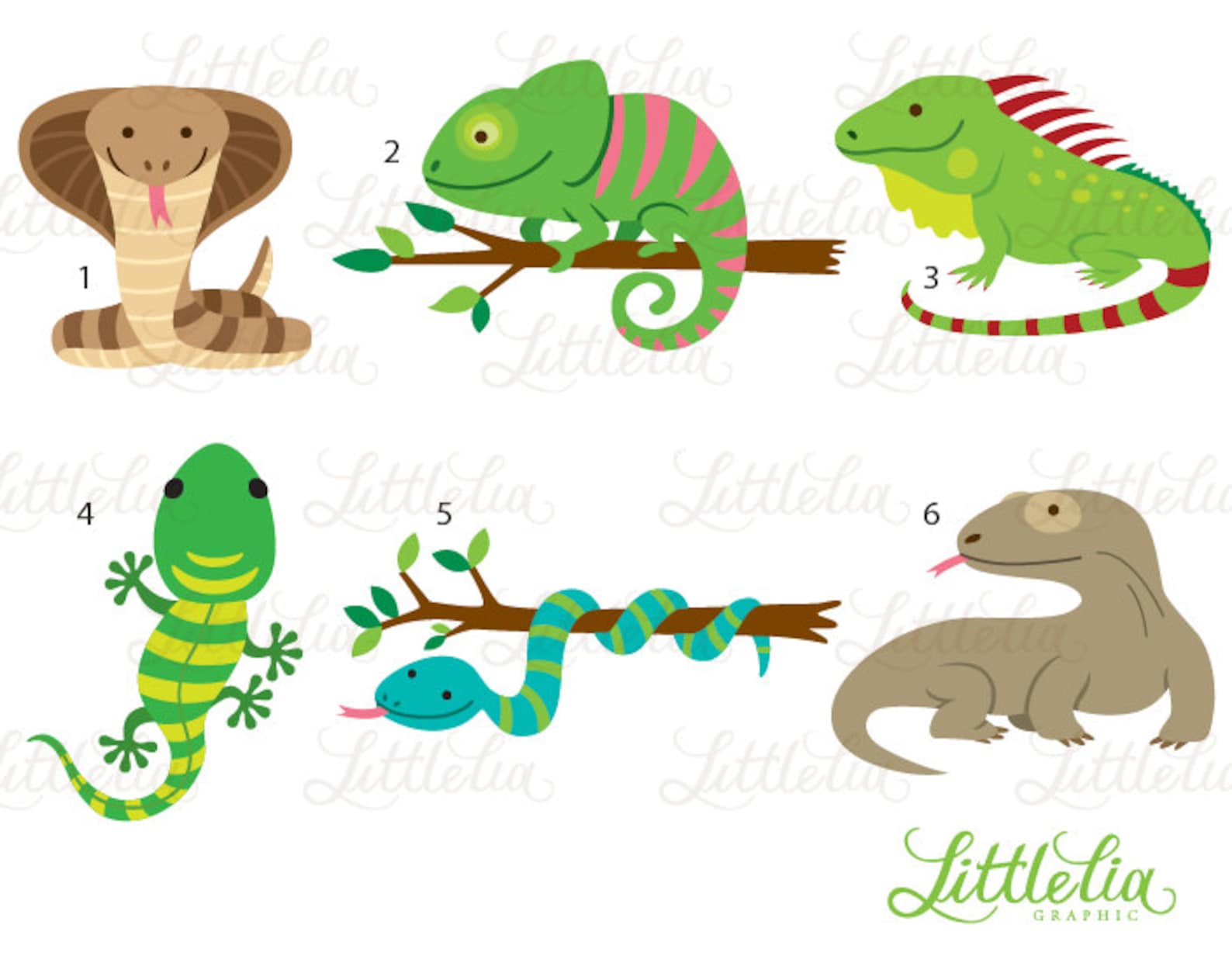 Reptile Clipart Reptile Cute 16019 - Etsy