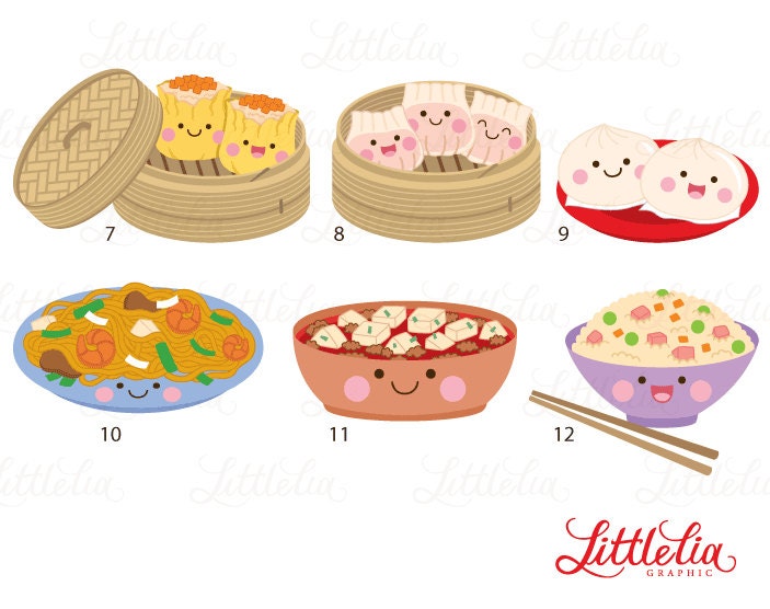 Chinese Food Kawaii Clipart - Food Kawaii - 17018 - Etsy UK