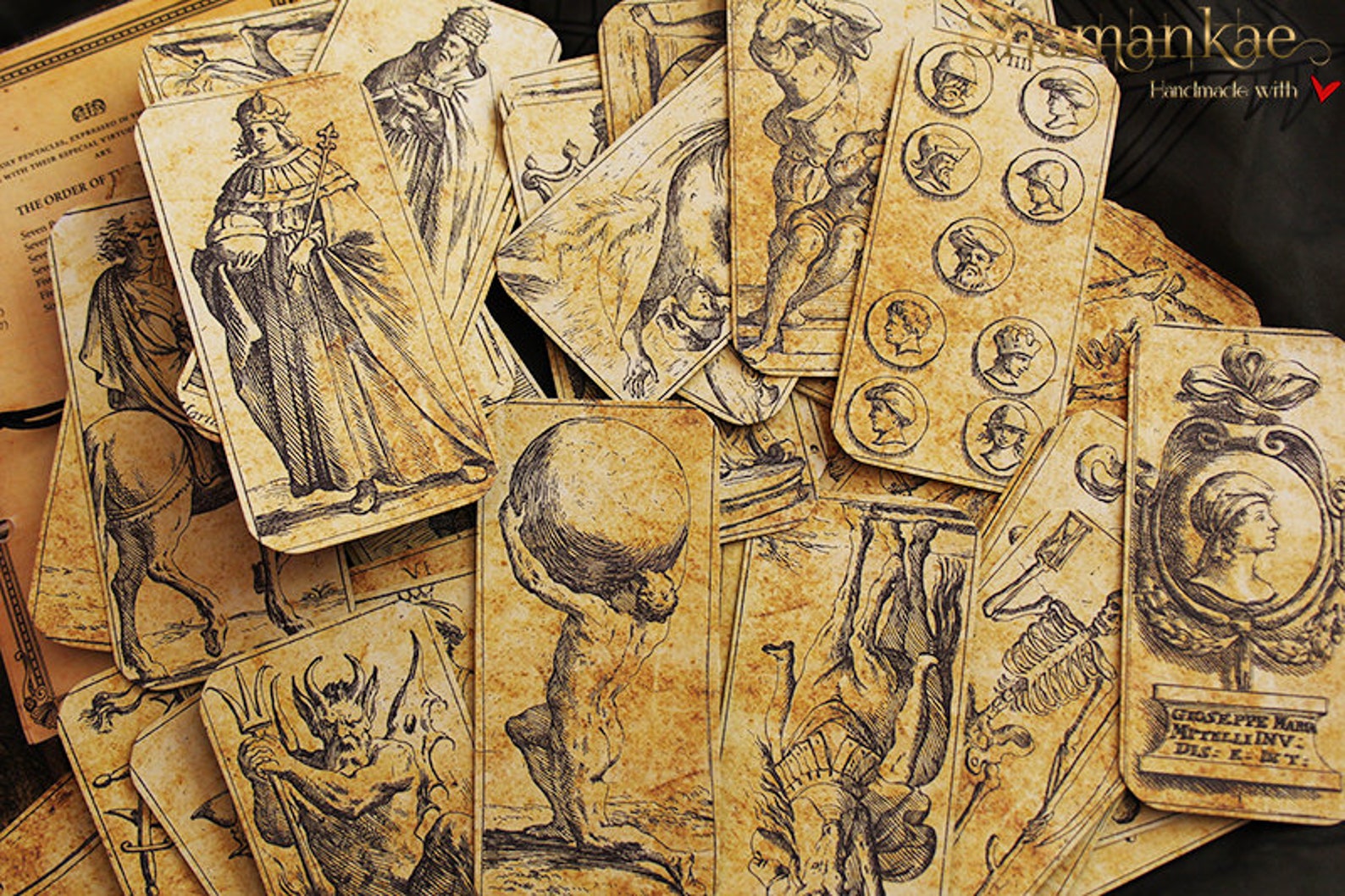 Large Handmade Ancient Tarot of Giuseppe Maria Mitelli Tarot Deck, 62 ...