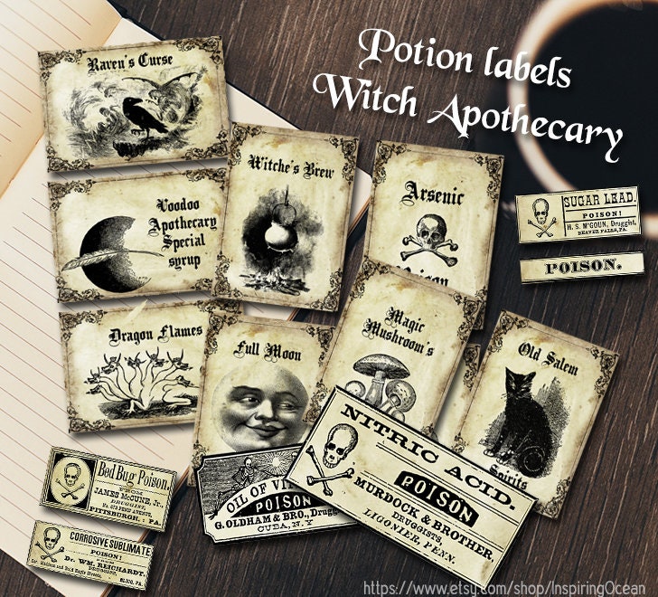 Witchcraft Apothecary, Potion Labels, Digital Printable Download - Etsy