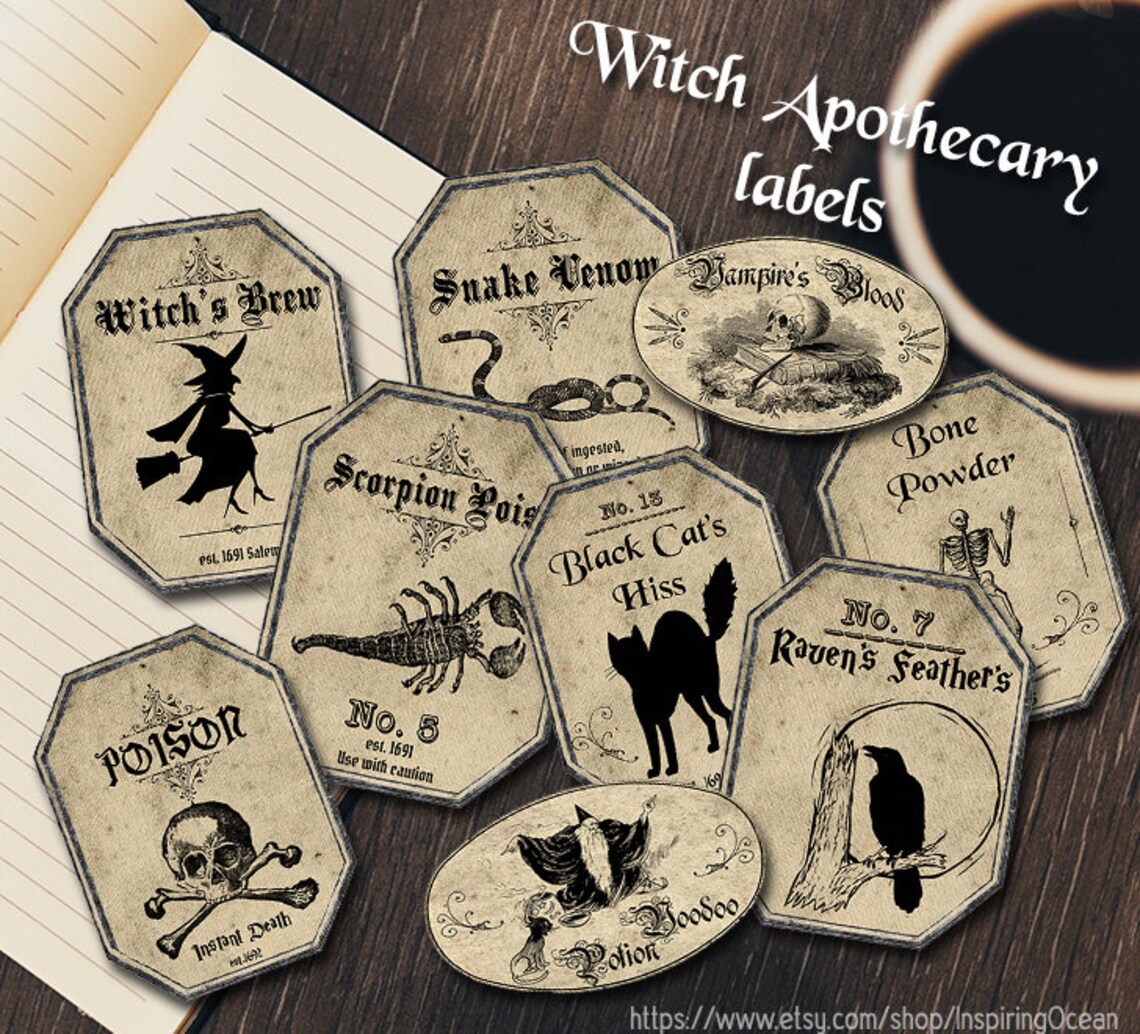 Witchcraft Apothecary Potion Labels Digital Printable - Etsy