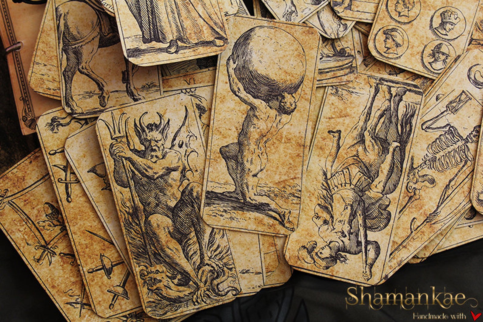 Large Handmade Ancient Tarot of Giuseppe Maria Mitelli Tarot Deck, 62 ...
