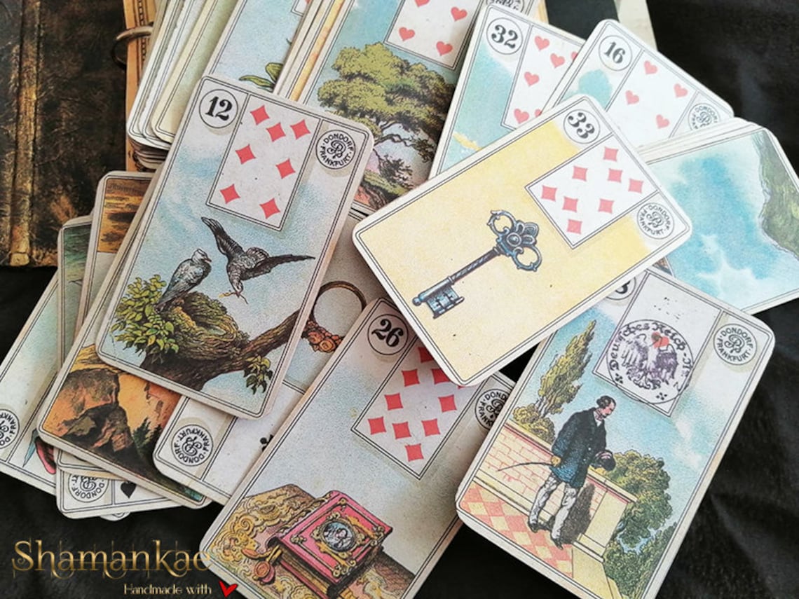 Lenormand tarot cards with bag 36 cards full deck | Etsy