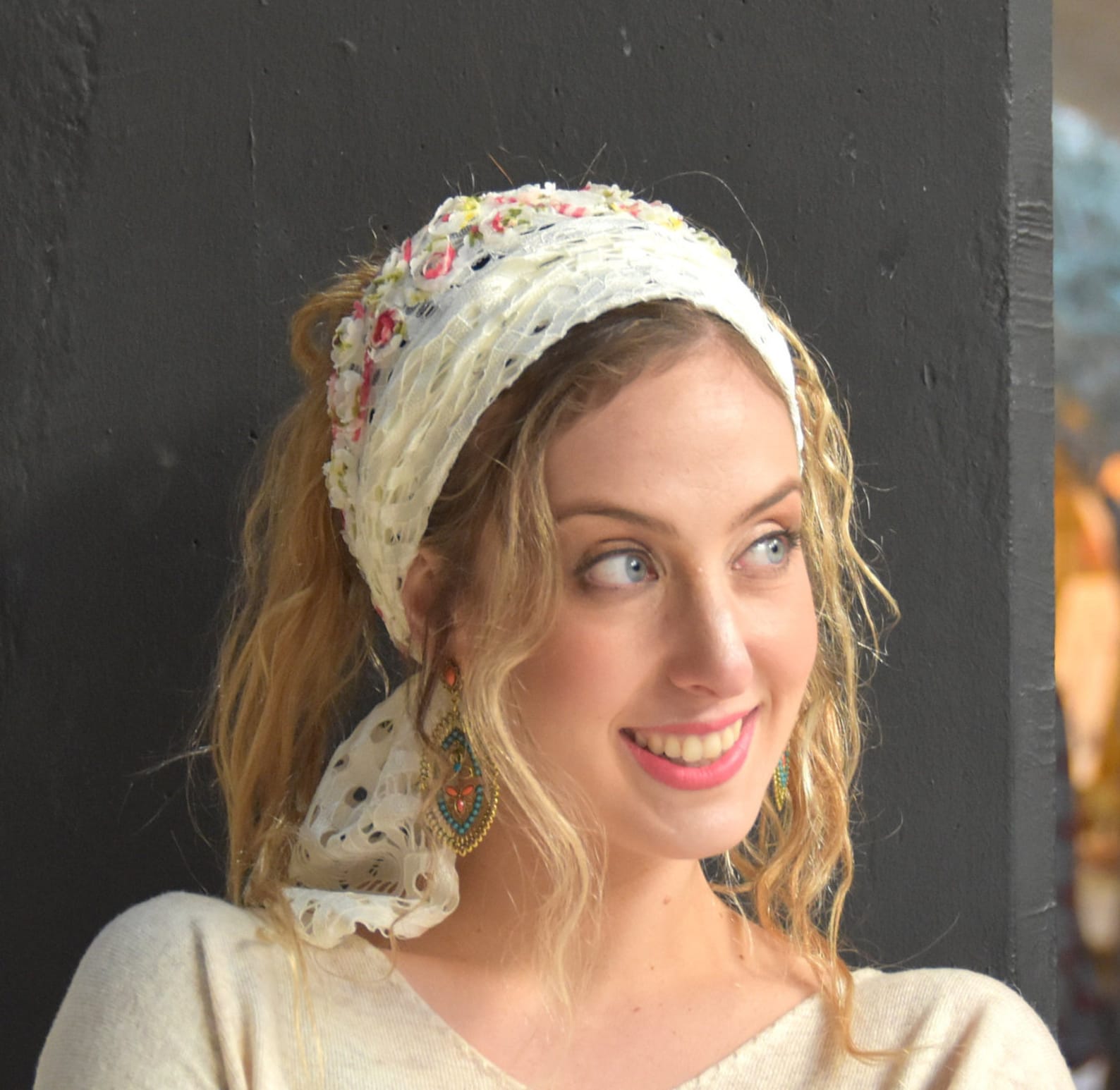 WHITE WISTERIA Headband Tichel, Snood, Head Scarf, Head Covering ...