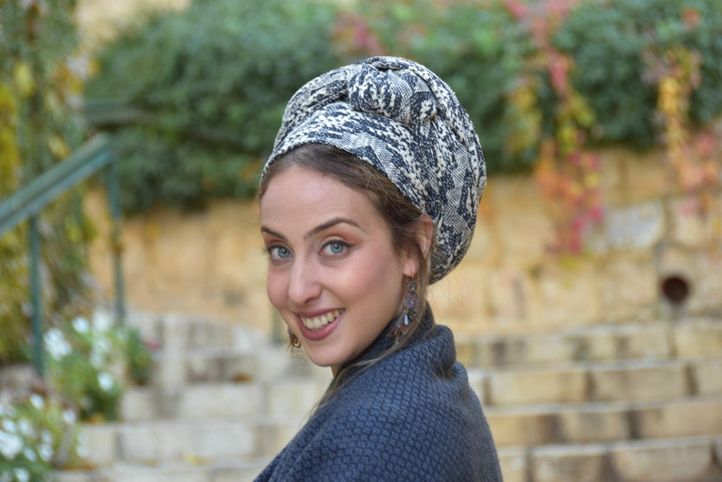 Ebony and Ivory Headscarf TICHEL Hair Snood Head Scarf Head - Etsy Israel