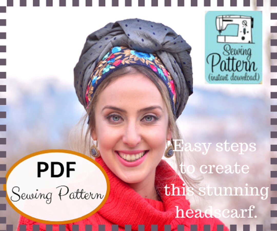 How to Sew Regal HEADSCARF TICHEL Snood Pattern and Tutorial Instant ...