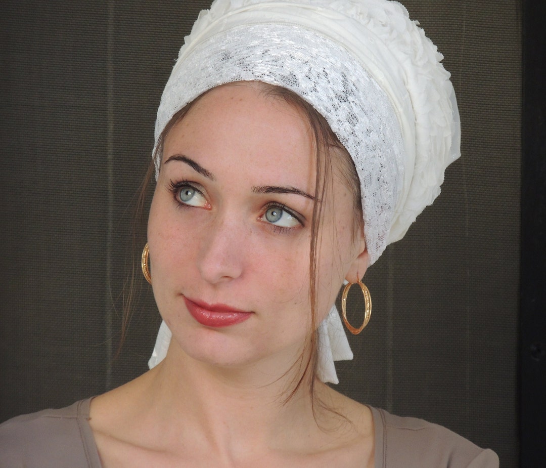 White Shabbat Sinar Tichel, Hair Snood, Head Scarf, Head Covering ...