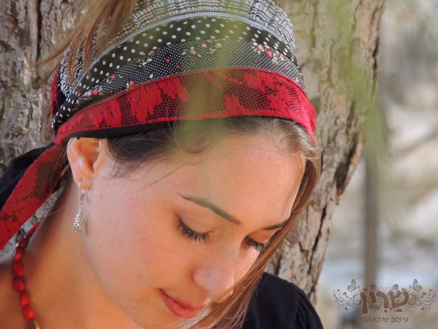 Dancing Spring Red & Black Half Headcovering Headband | Etsy