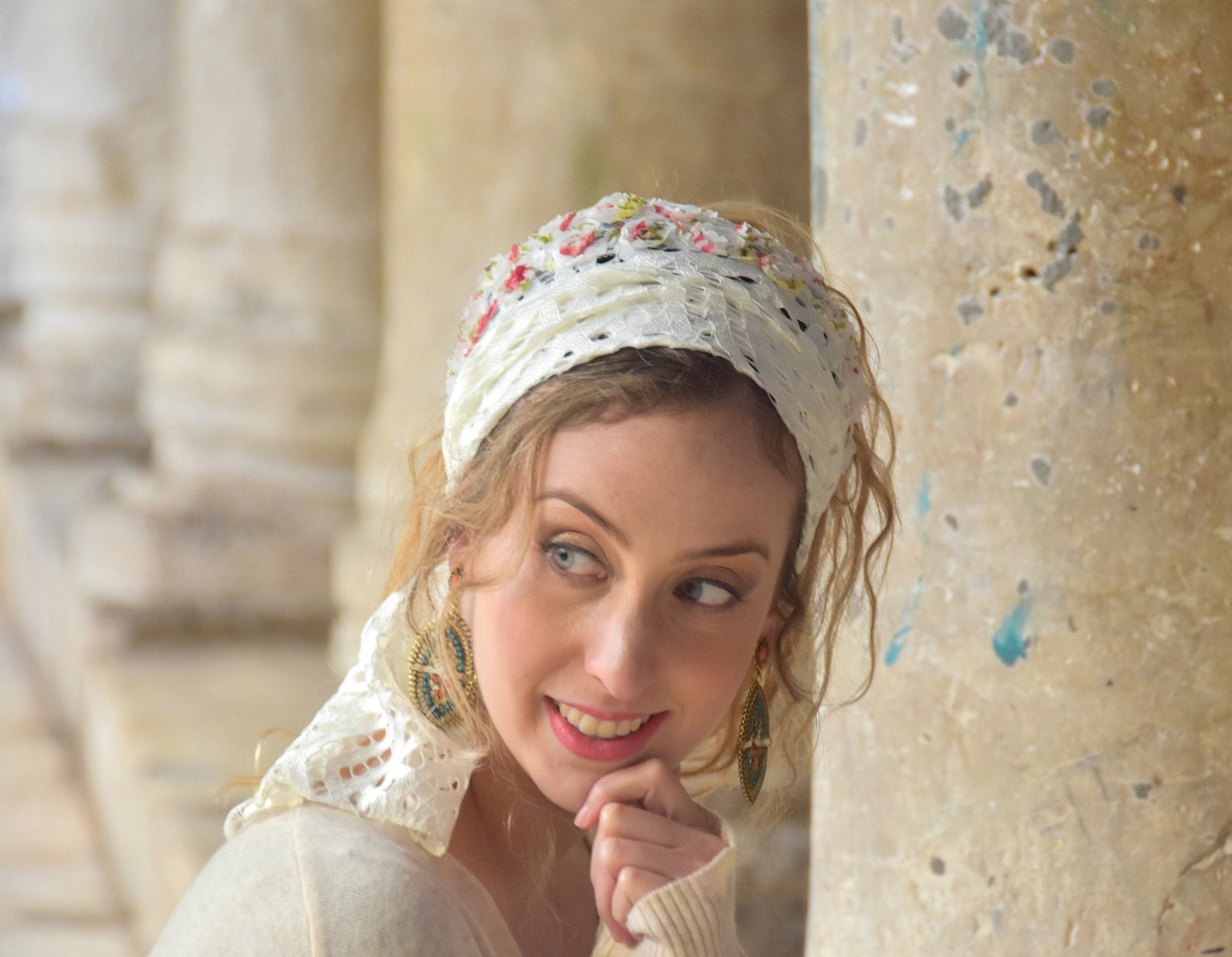 WHITE WISTERIA Headband Tichel, Snood, Head Scarf, Head Covering ...