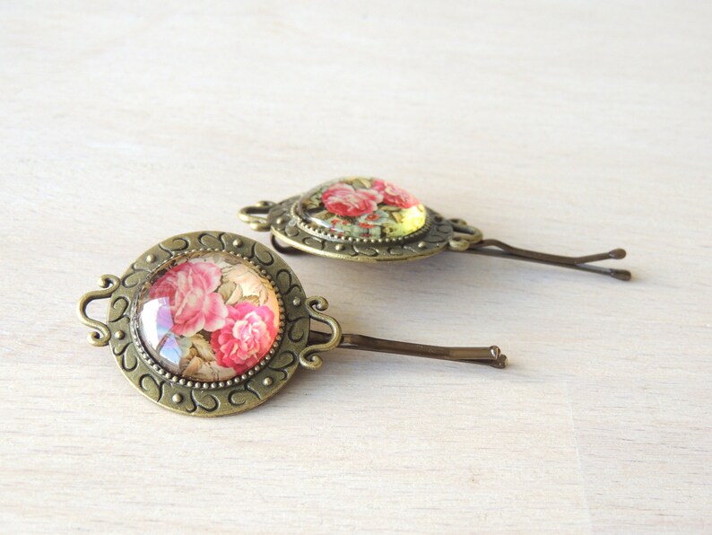 TWO Vintage Victorian Floral Hair Pins Handmade Antique - Etsy