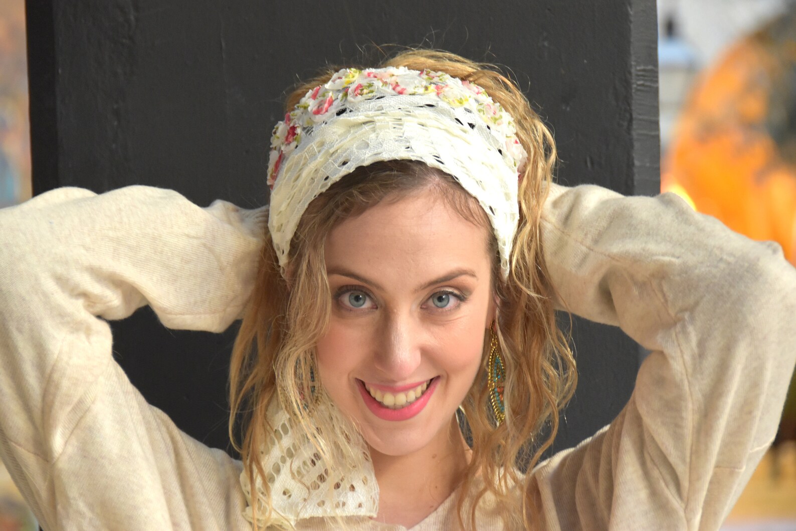 WHITE WISTERIA Headband Tichel, Snood, Head Scarf, Head Covering ...