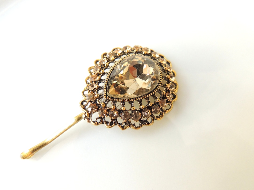 Bridal Vintage Antique Style Hair Pin, Gold Hairpin, Jewelry, Hair Clip ...