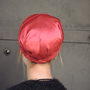 Red Stretched Satin Turban Sinar Tichel, Hair Snood, Head Scarf, Head ...