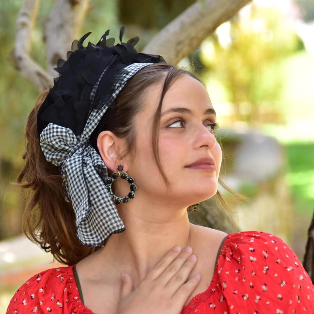 Aluma Black Bow Headband Tichel, Bandana, Snood, Head Scarf, Head ...