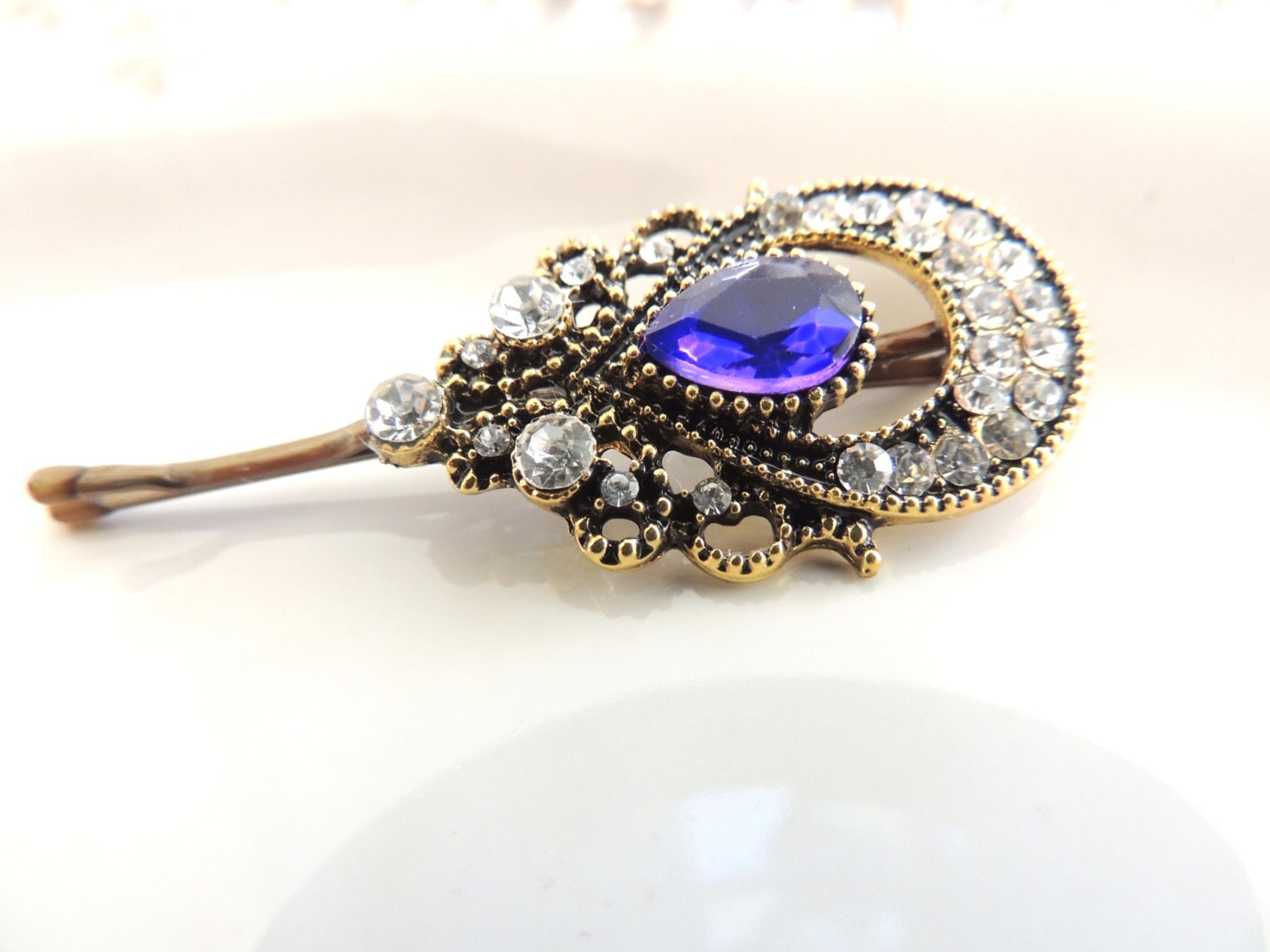 Vintage Antique Style hair pin bridal hairpin jewelry Blue | Etsy