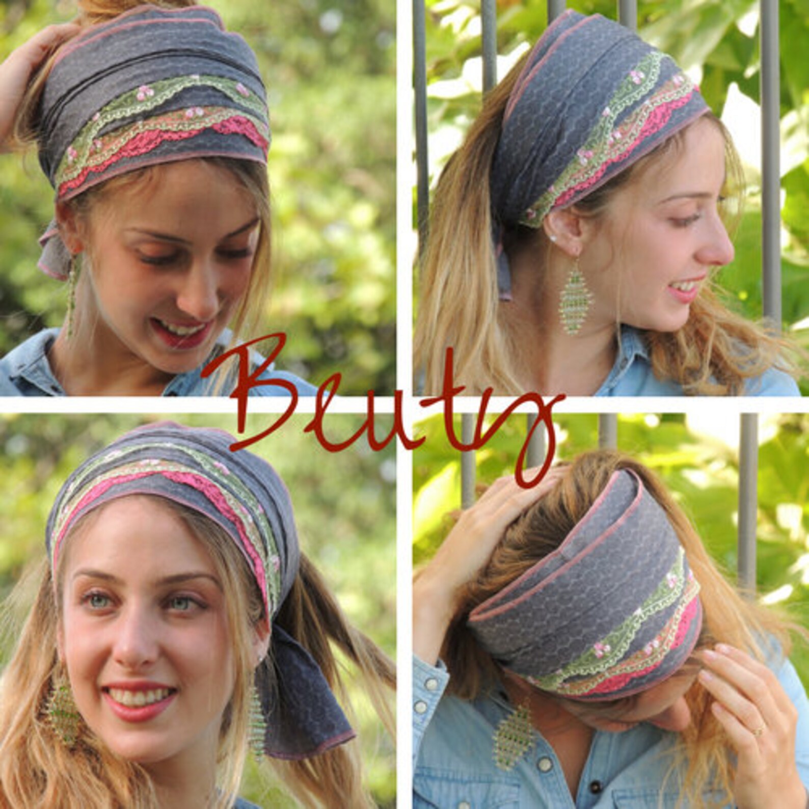 How to Sew Your Wrap Headband Bandana Tichel Pattern Hair - Etsy
