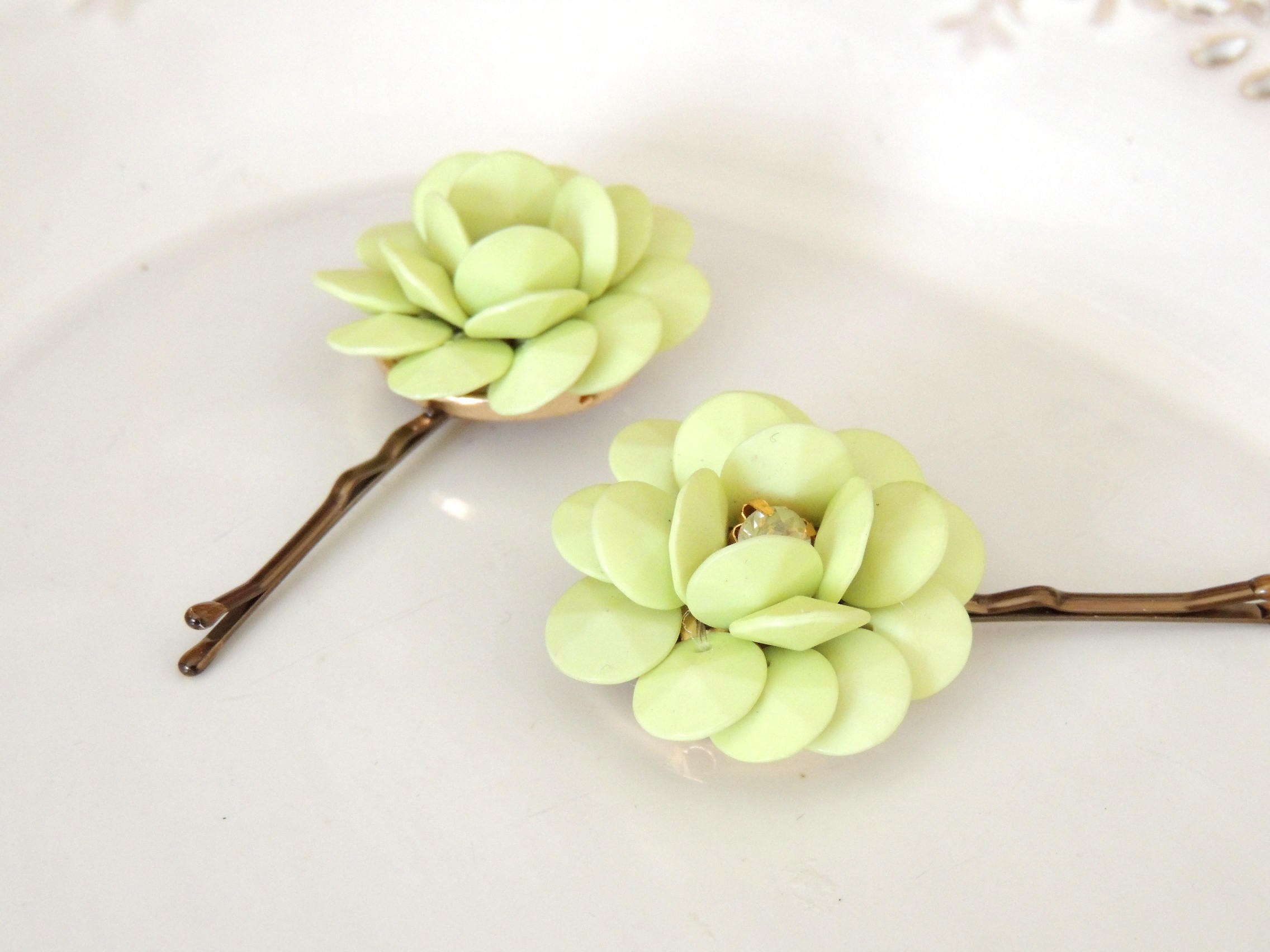 Lovely Apple Green Hair Pin Flower Vintage Style Flower Hair Clip, Hair ...