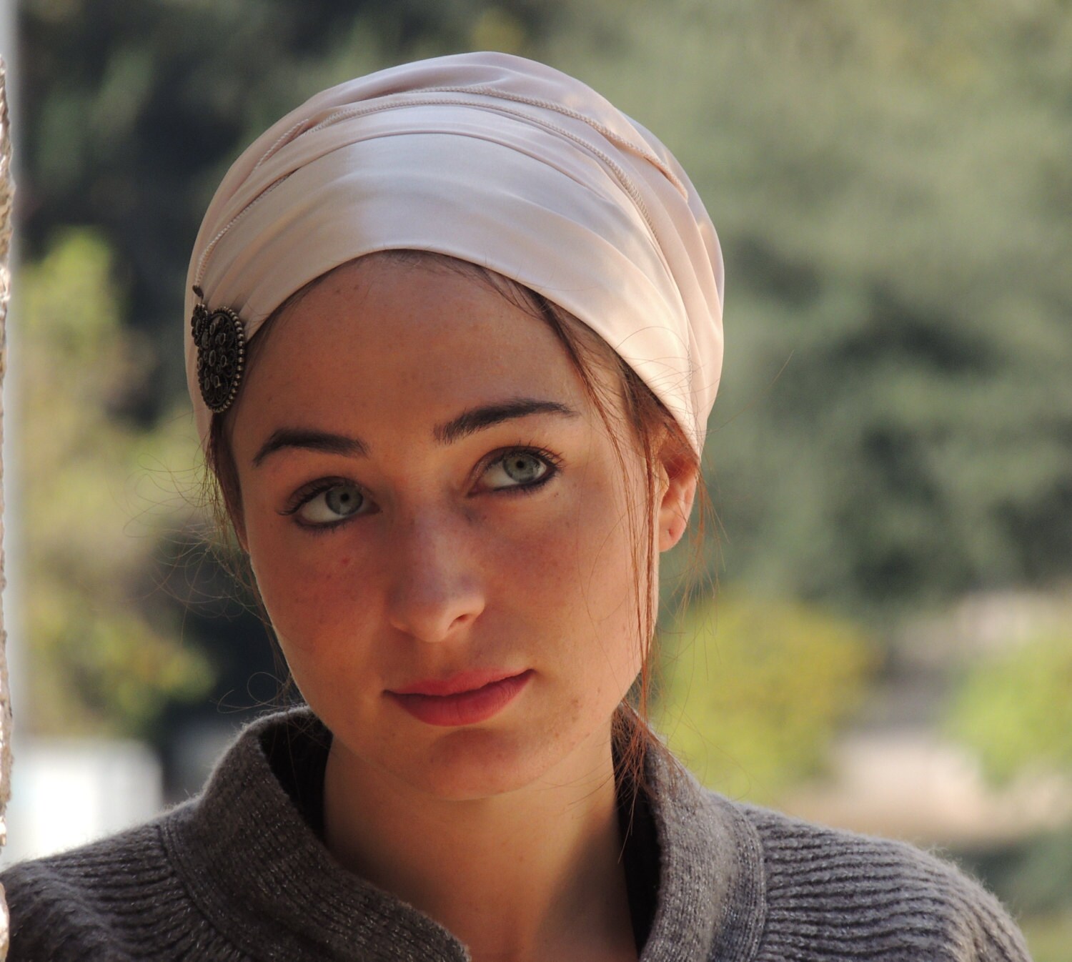 Pearl Color Stretched Satin Turban Sinar Tichel, Hair Snood, Head Scarf ...