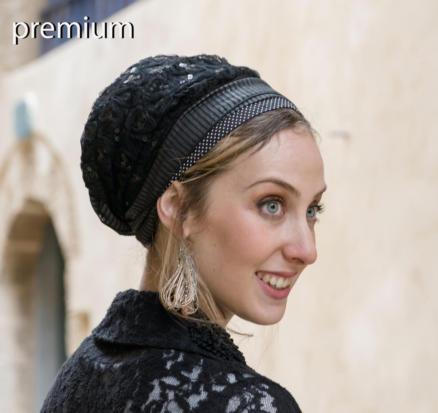 Midnight Sparkling Black Tichel Hair Snood Head Scarf Head | Etsy